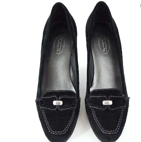 Talbots | Shoes | Talbots Black Suede Loafer Heel Size 8 | Poshmark